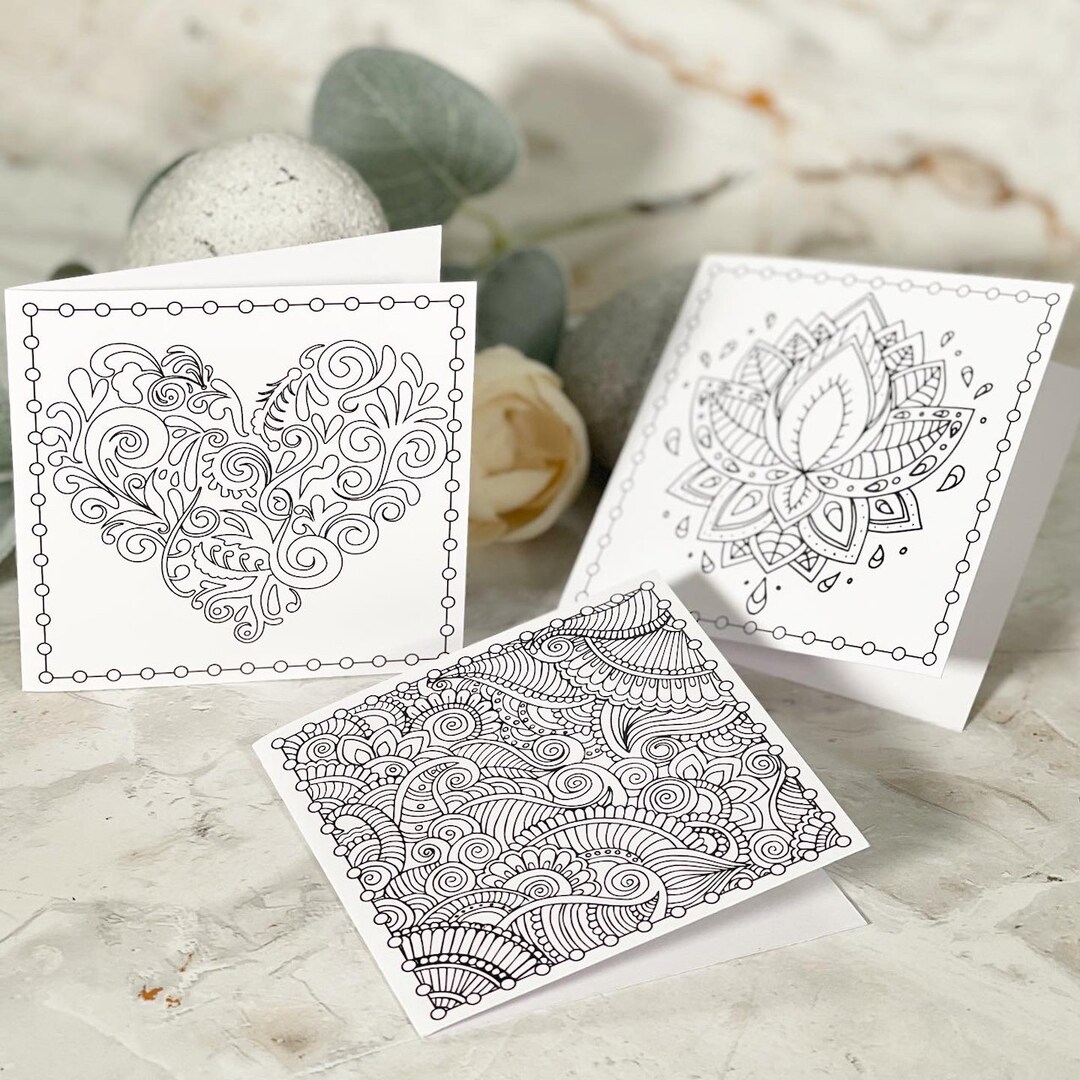 Blank Colouring in Cards for Peace Calm and Relaxation Colour in Your ...