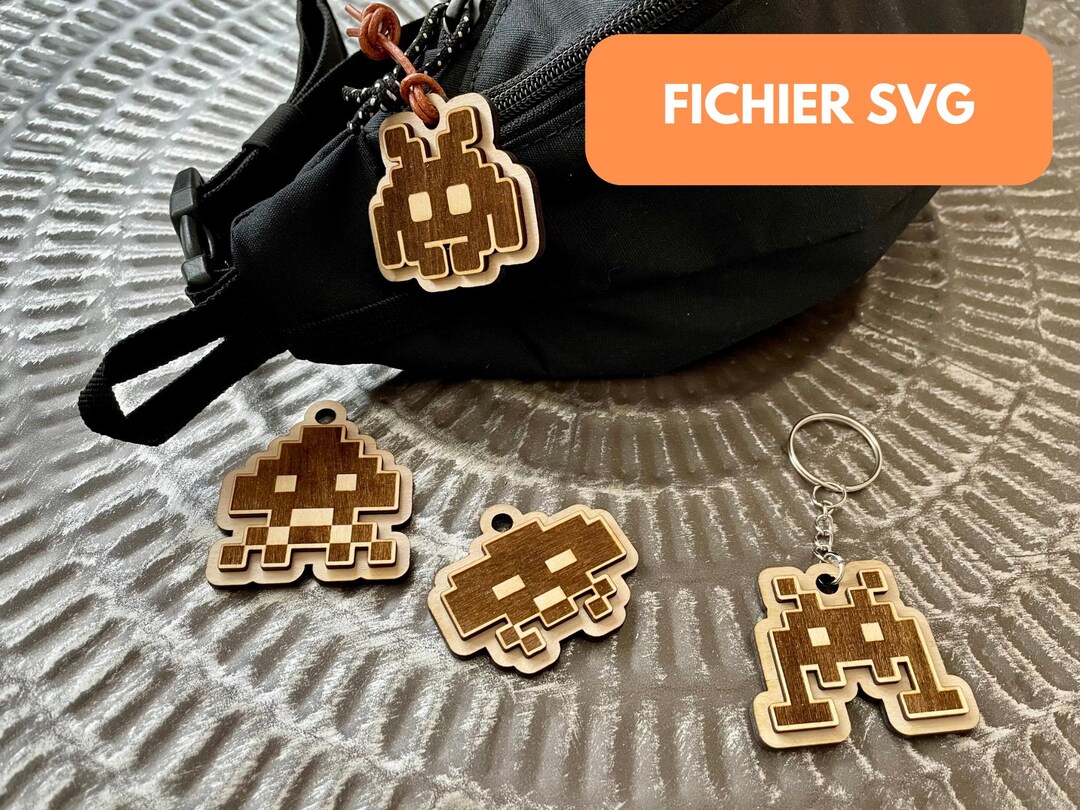 Space Invaders Laser Cut Keychain SVG File - Etsy