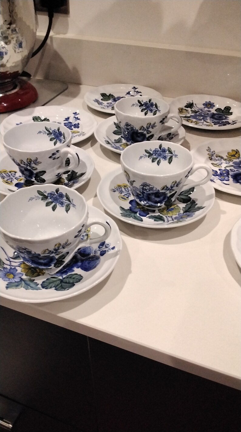 Copeland Spode Blue Flowers 14 Piece Teaset Staffordshire England 1930s ...