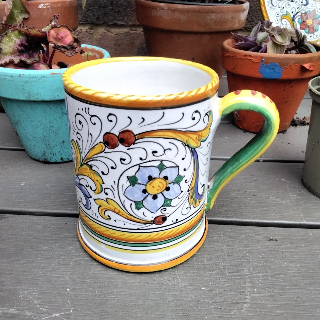 Volpi DERUTA Half Pint Tankard a Mano hand Painted Tuscany Italy. All ...