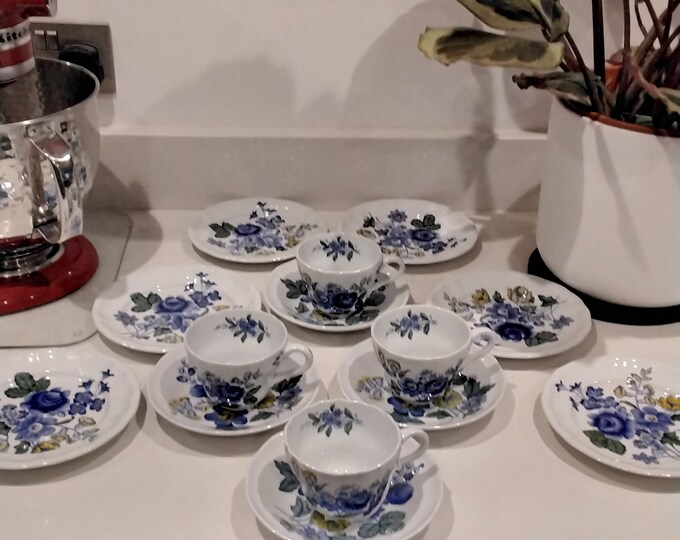 Copeland Spode Blue Flowers 14 Piece Teaset Staffordshire England 1930s ...