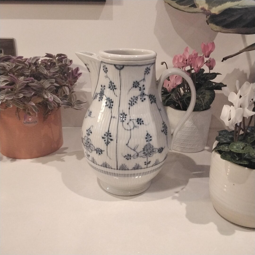 Volkstedt Thuringia, Germany Blue Straw Flower Design, Large Jug ...