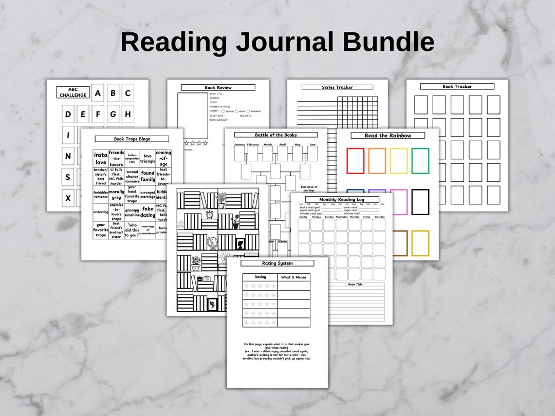 Book Reading Journal Pages Printable Bundle, 2025 Reading Planner ...