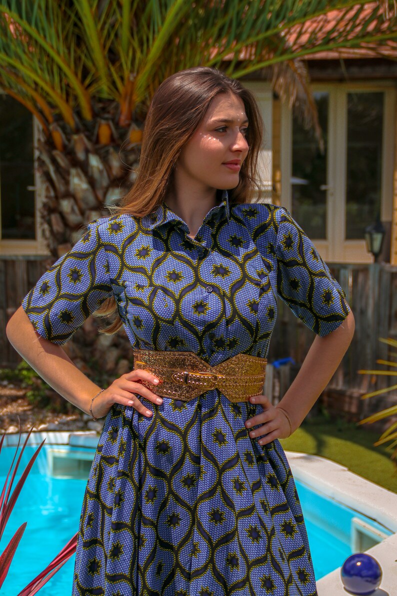 Robe chemise longue en tissu wax tissu pagne - Etsy France