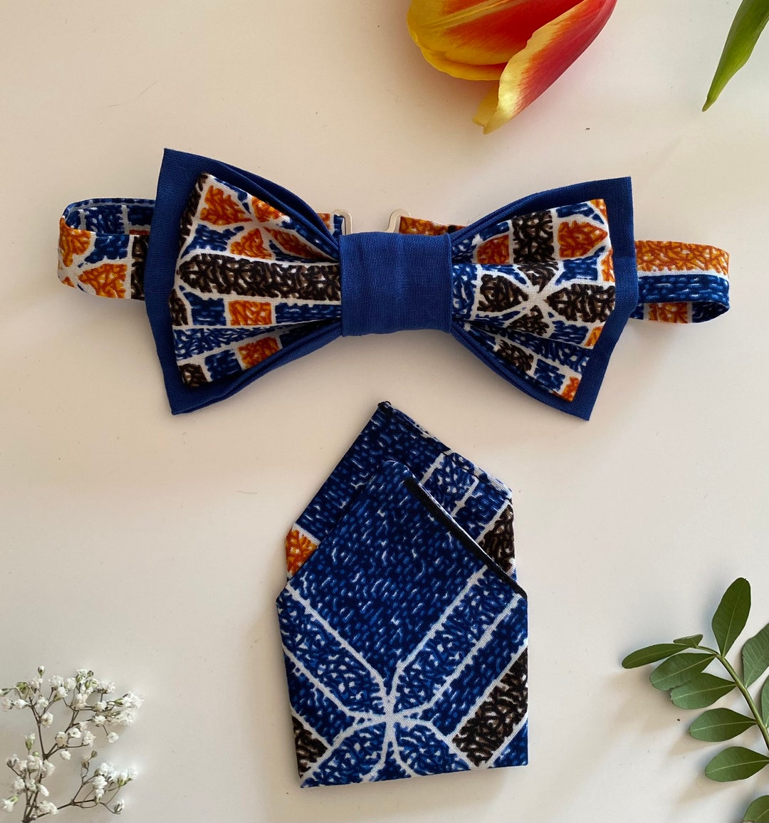 Wax Bow Tie and Matching Pouch-stylish African-inspired Cotton and Wax ...