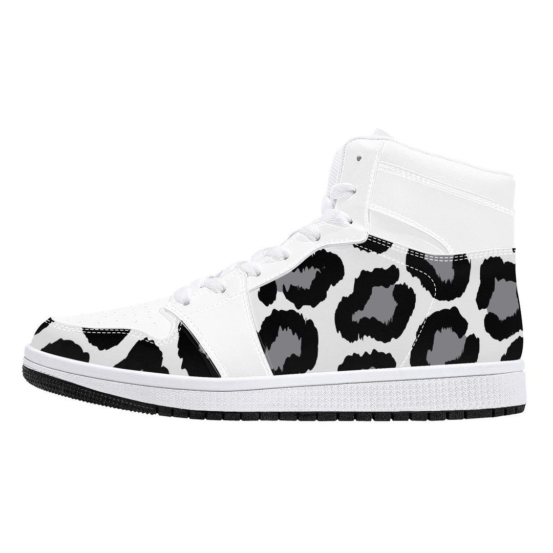 White Leopard Print High-top Leather Sneakers, Animal Print Sneakers ...