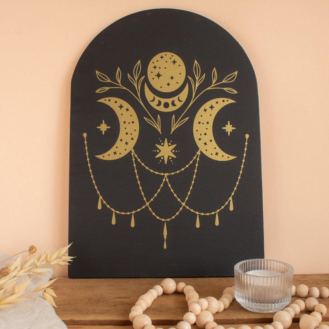 Moon Phases Wall Art, Spiritual Wall Art, Moon Wall Hanging, Yoga Wall ...