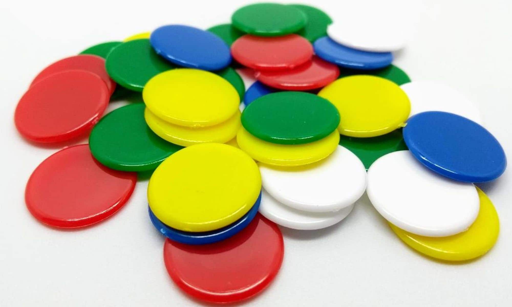 Counters for Crafting. 100 X 22mm Plastic Counters in Various Colours ...