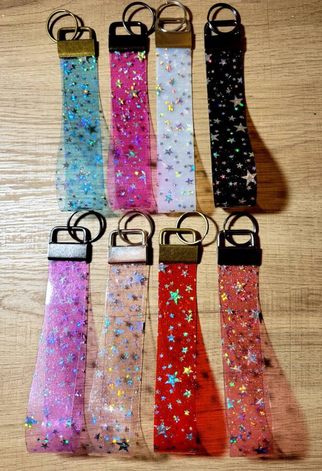 Transparent Jelly Key Fob | Holographic Stars Wristlet | Keychain | Key ...