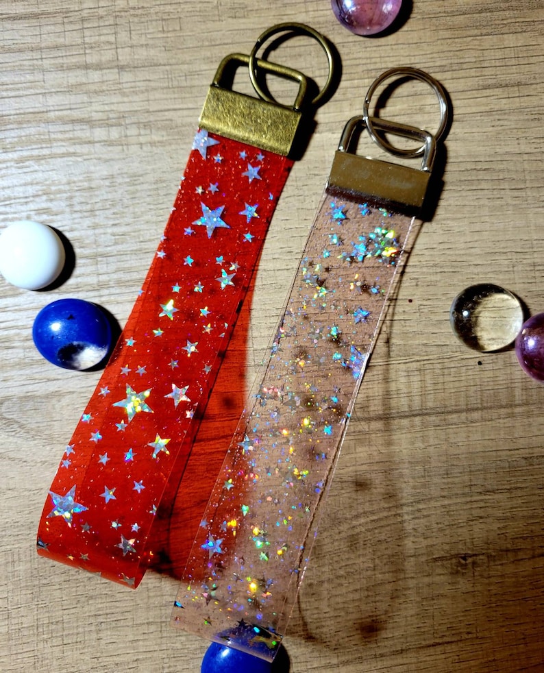 Transparent Jelly Key Fob Holographic Stars Wristlet - Etsy
