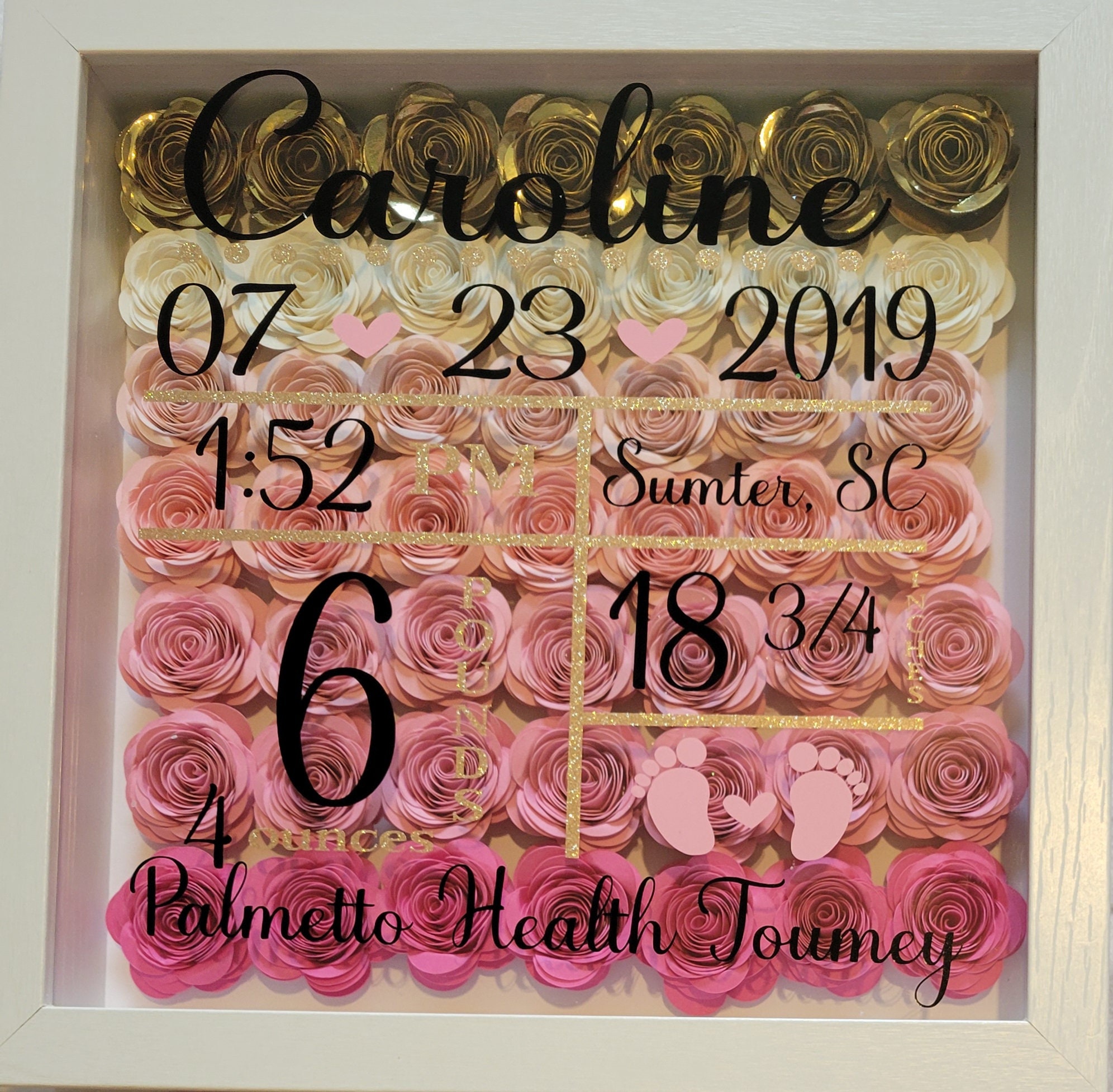 Personalized Birth Stats Shadow Box Personalized Baby Stats | Etsy