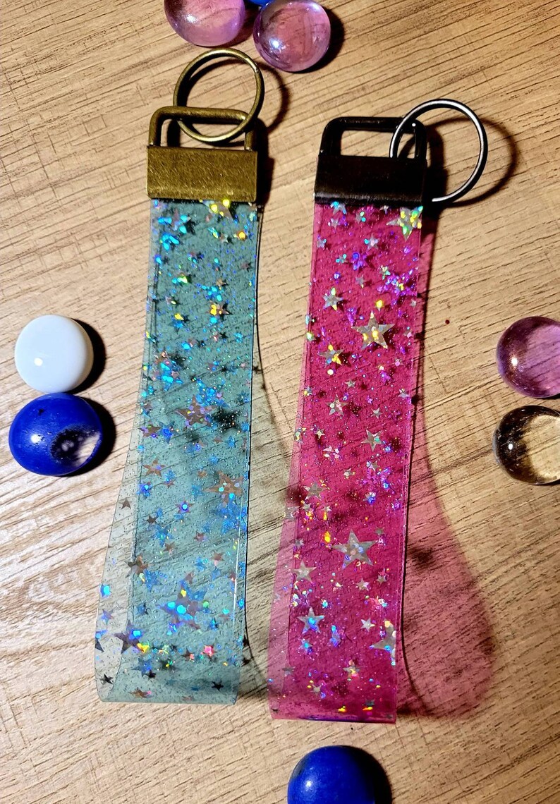 Transparent Jelly Key Fob Holographic Stars Wristlet - Etsy