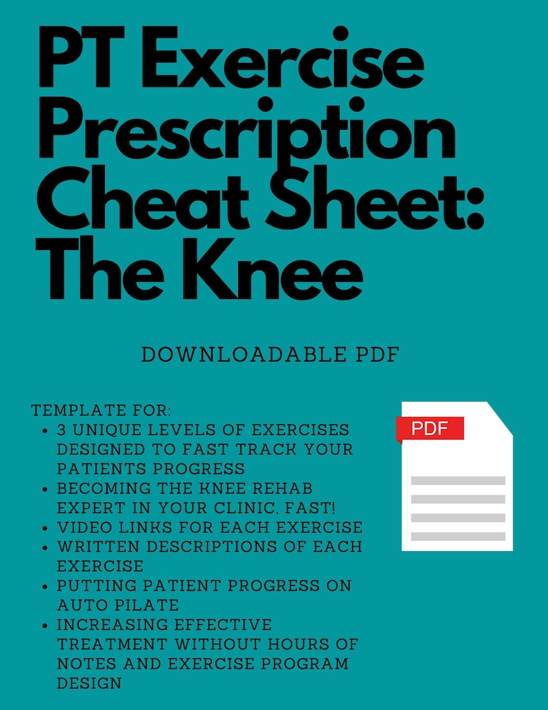 PT Exercise Prescription Cheat Sheet: the Knee - Etsy