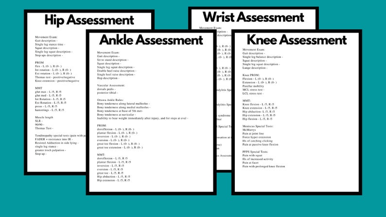 Ultimate New Grad PT Evaluation Template Cheat Sheets - Easy to ...