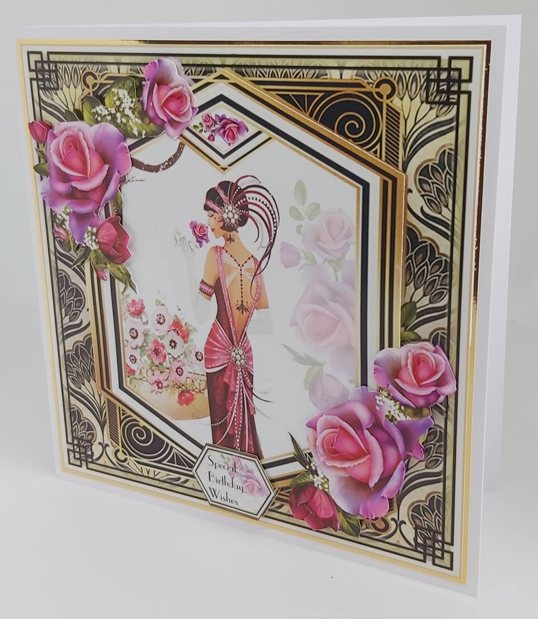 Art Deco Style Female Birthday Card Personalised Card 30th 40th 50th 60th 70th Birthday Card