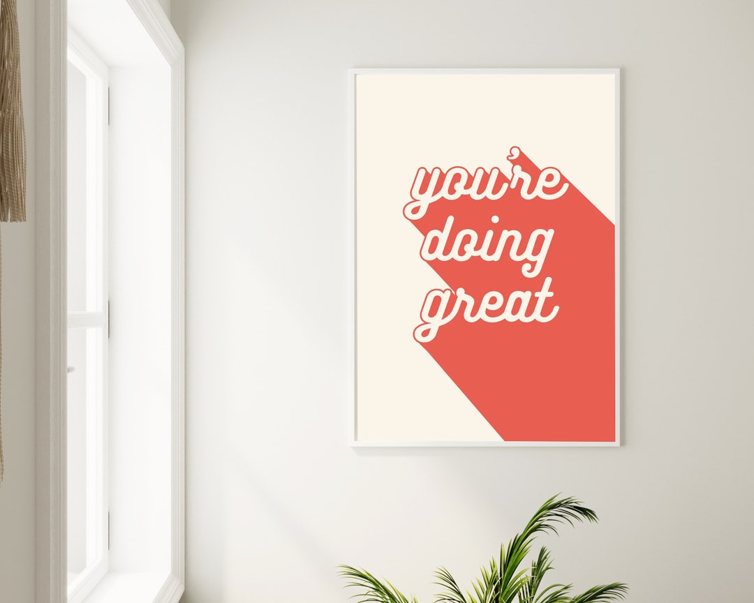 You're Doing Great Print Red Typography Art Print - Etsy