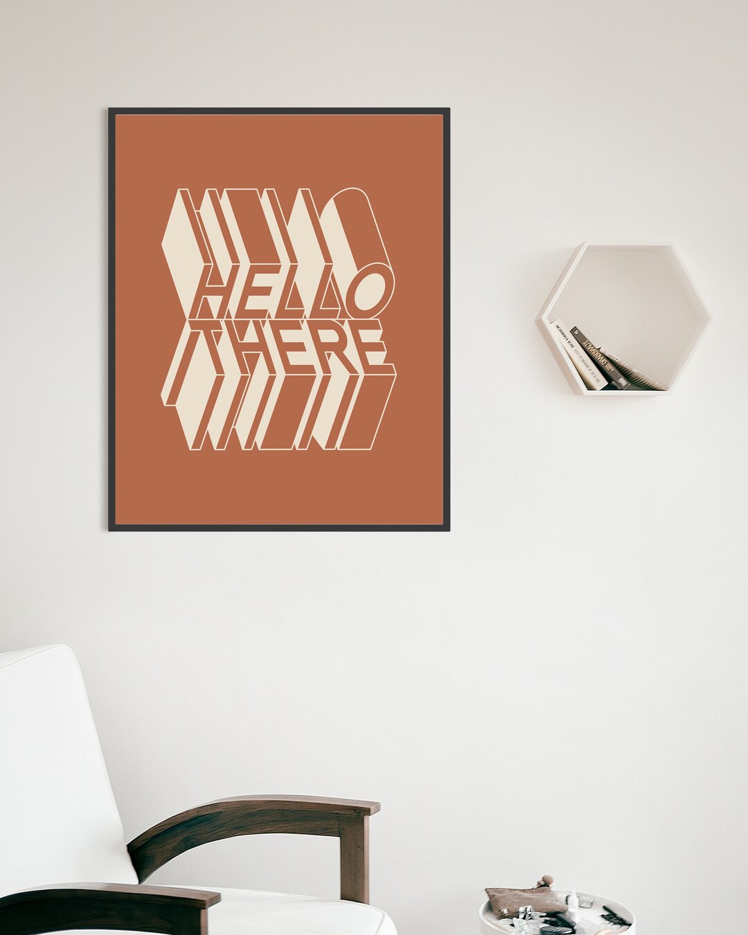 Hello There Print, Burnt Orange Typography Art Print Digital Print ...