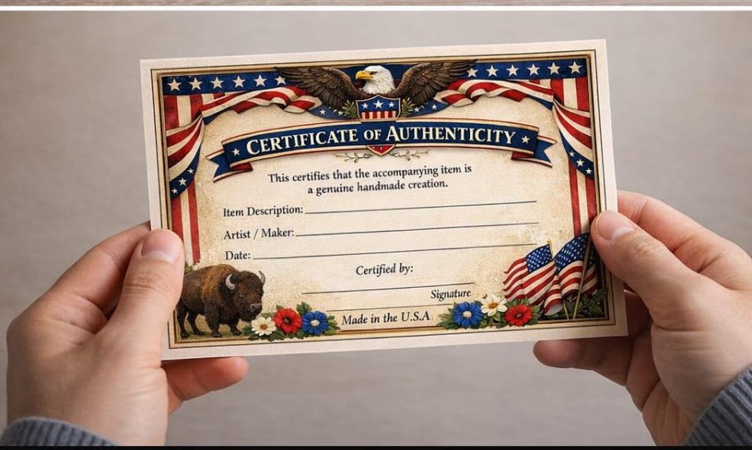 American Certificate of Authenticity for Artwork | USA COA Template ...