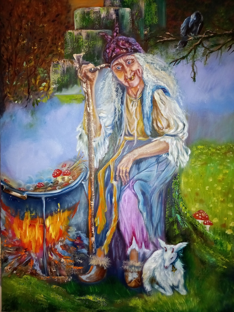 Baba Yaga 6080cm.a Large Oil Paintinga Goat From a Russian - Etsy