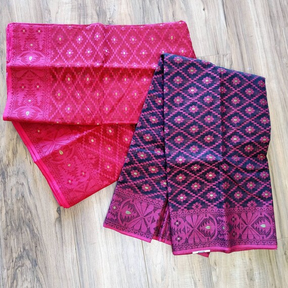 Tangail Semi-moslin Machine Jamdani Saree Color Variation - Etsy
