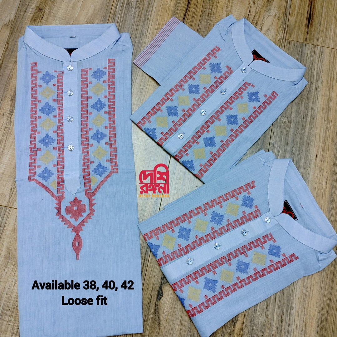 Dhakai Jamdani Punjabi, Original Jamdani, Pure Cotton, Loose Fit ...