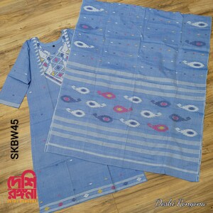 Original Dhakai Jamdani Cotton 2 Piece Sky Blue Jamdani - Etsy