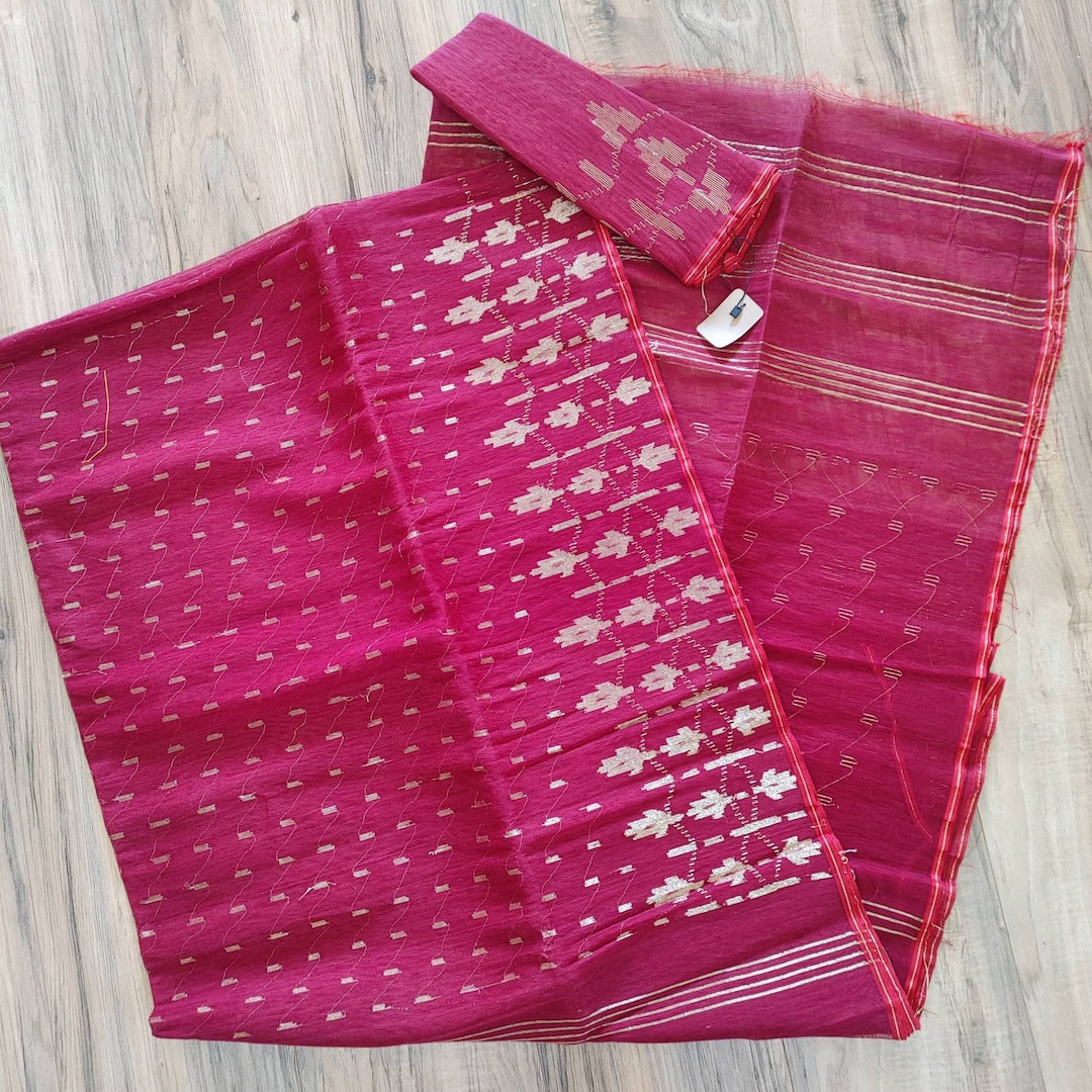 Bangladeshi Dhakai Jamdani Saree Beautiful Maroon Color, Halfsilk ...