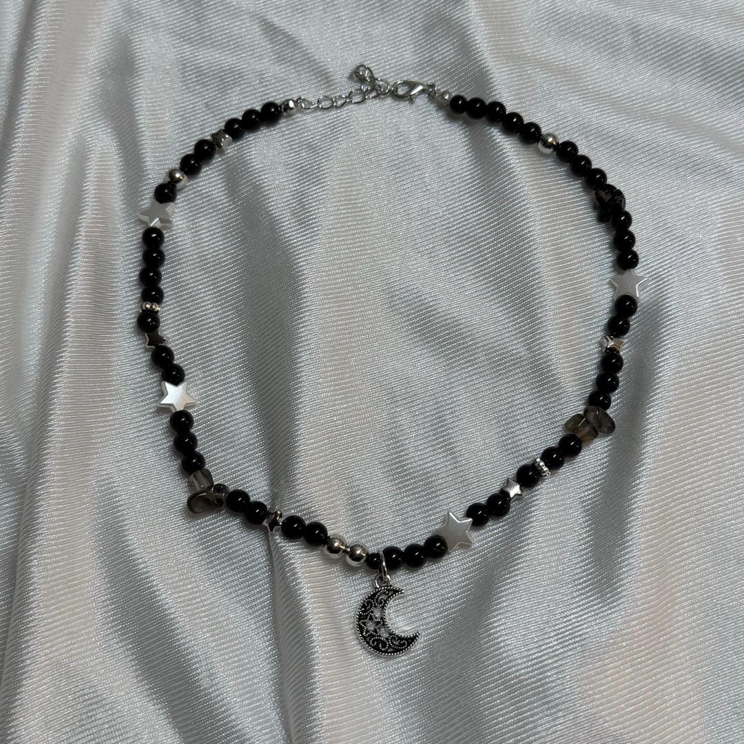 Endsong Necklace - Gothic Dark Academia Moon Stars Crystals Alternative ...