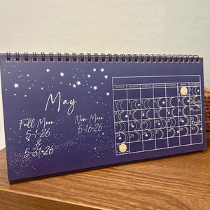 Moon Calendar 2026 • Lunar Phases Desk Calendar • Northern Hemisphere ...