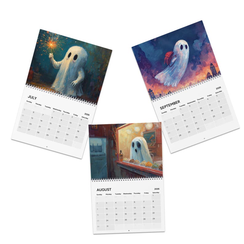 2026 Ghost Calendar – Cute Ghosts, Academia Calendar, Cozy Spooky Wall ...