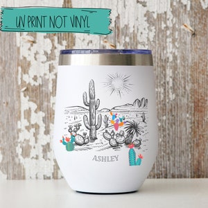 Cactus Themed Tumbler | Boho Wine Tumbler | Desert Scene | AZ Succulent ...