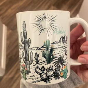 Personalized Boho Cactus Coffee Mug, Desert Scene, Cactus Mug Ceramic ...