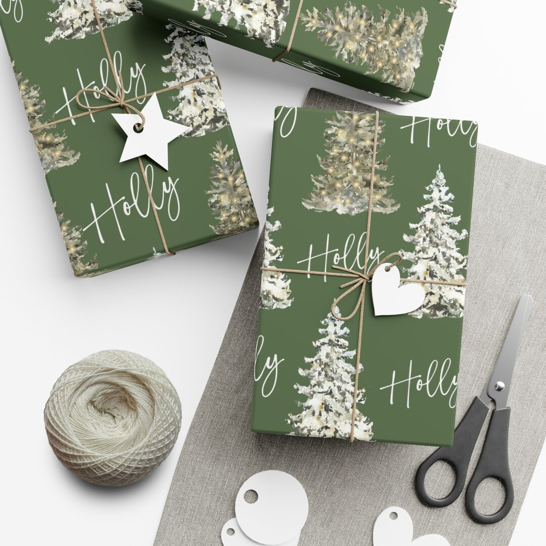 Custom Name Wrapping Paper, Christmas Tree Wrapping Paper Roll ...