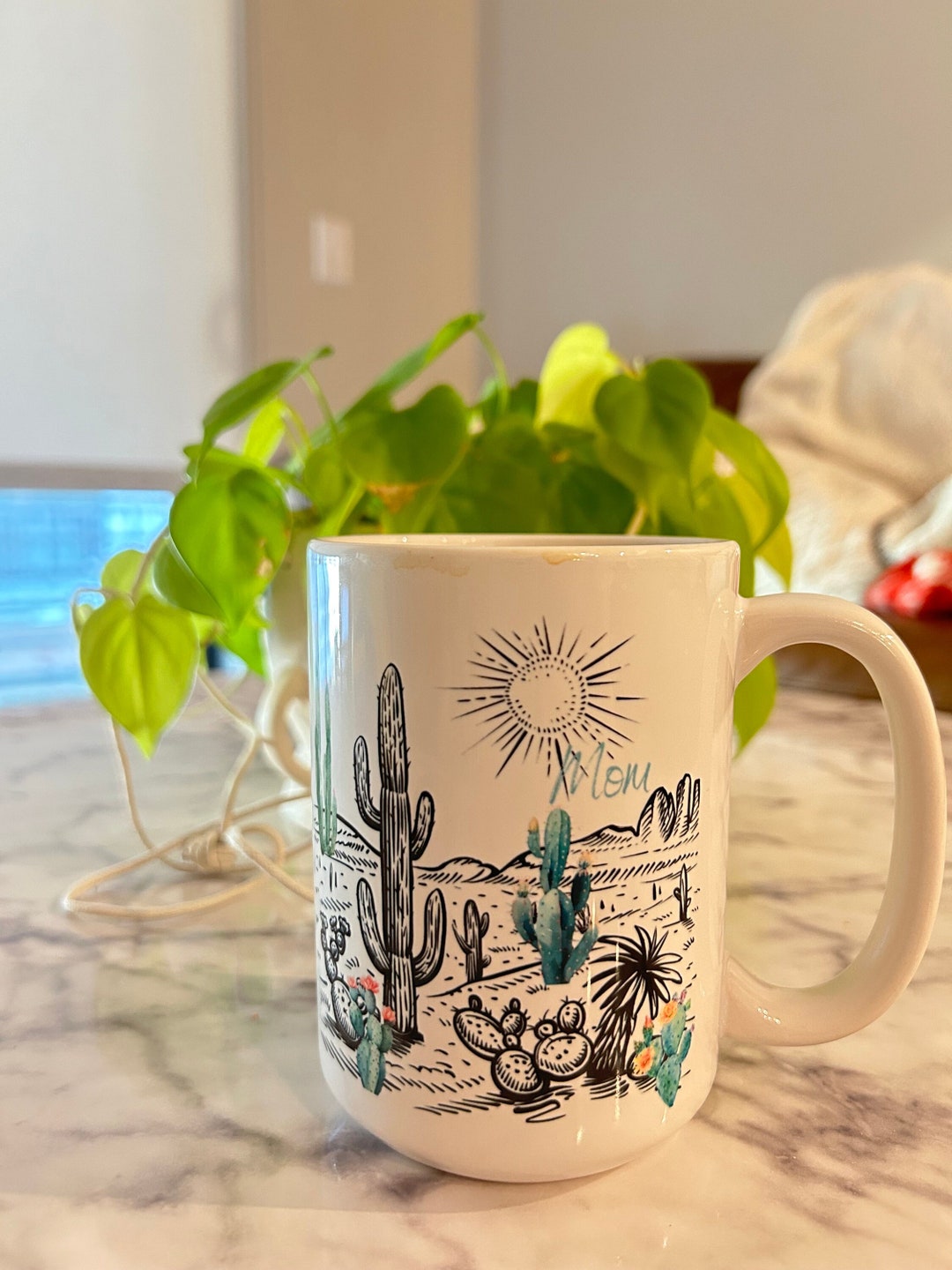 Personalized Boho Cactus Coffee Mug, Desert Scene, Cactus Mug Ceramic ...