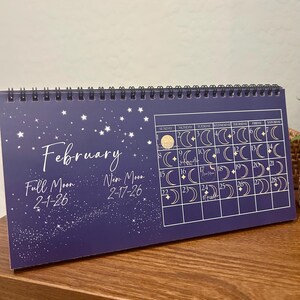 Moon Calendar 2026 • Lunar Phases Desk Calendar • Northern Hemisphere ...
