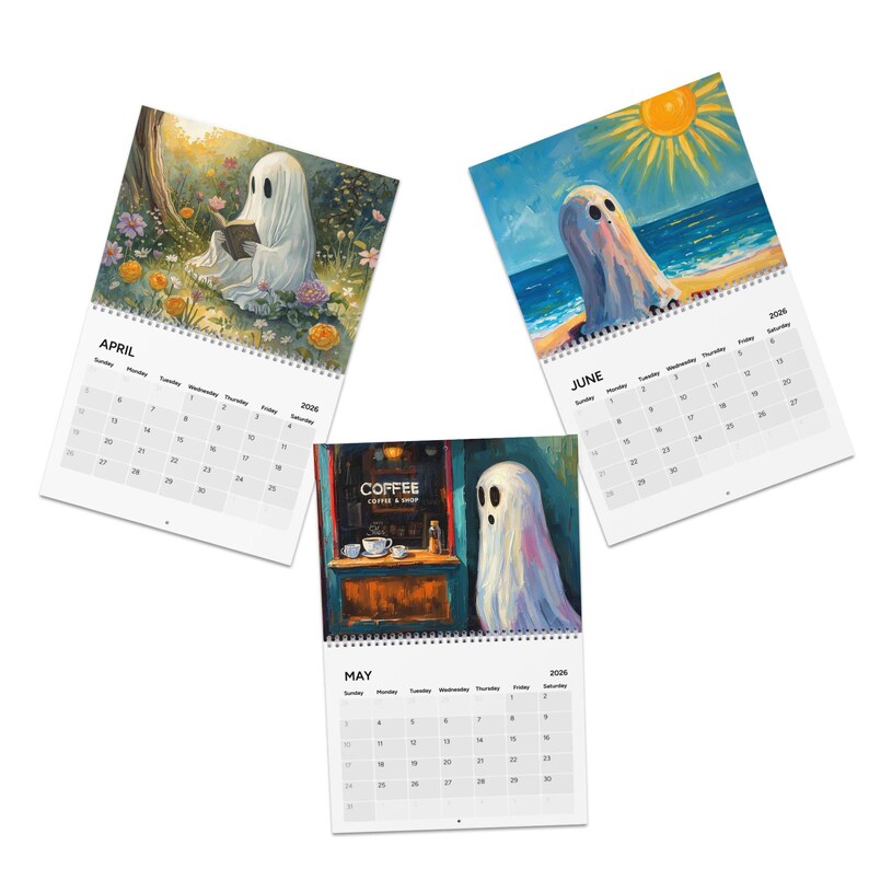 2026 Ghost Calendar – Cute Ghosts, Academia Calendar, Cozy Spooky Wall ...