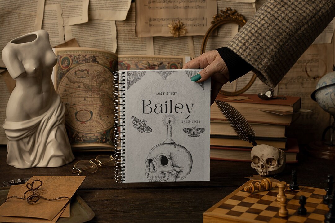 Personalized Dark and Edgy Goth Aesthetic Journal Notebook, Moth Spiral ...