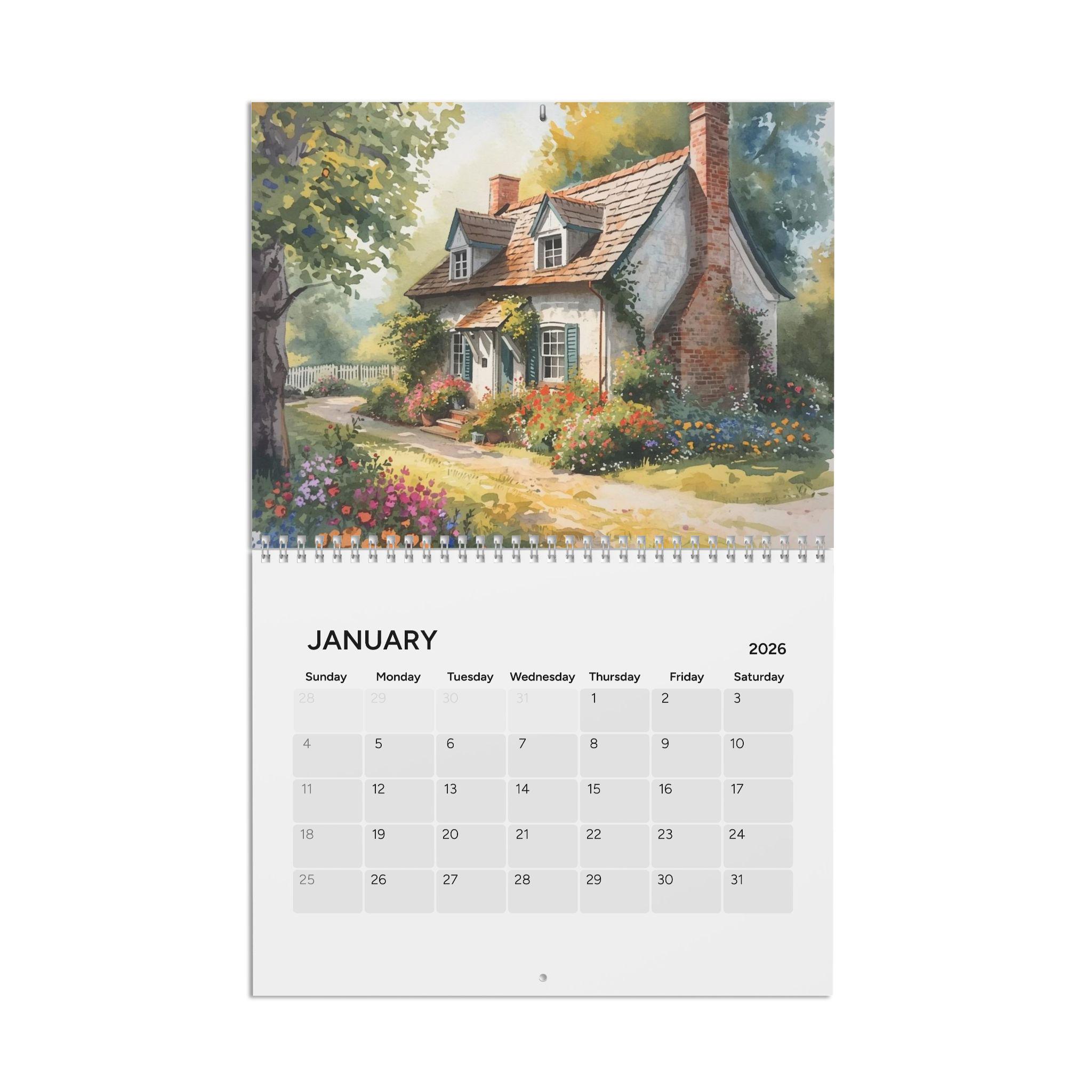 2026 Simple Aesthetic Wall Calendar, Cozy Countryside Art, Neutral ...