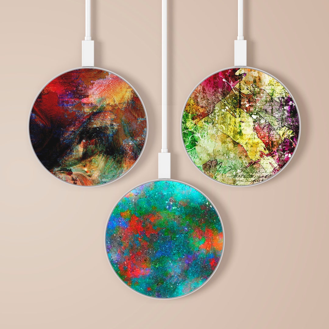 Abstract, Colourful Wireless Charger, Modern Art Charging Station Fits ...