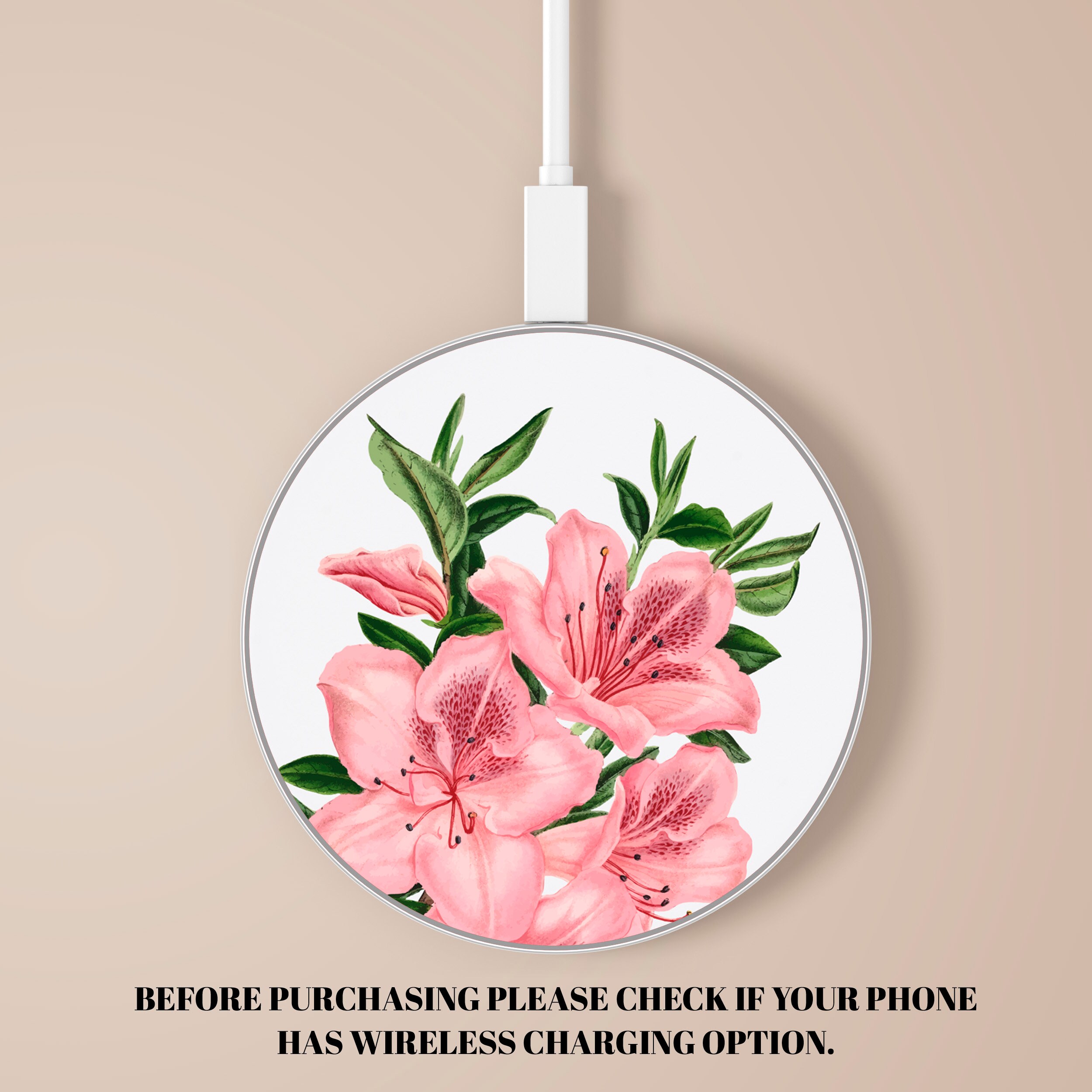 Floral, Slim Wireless Charger, Aesthetic Flower Charging Station Fits ...