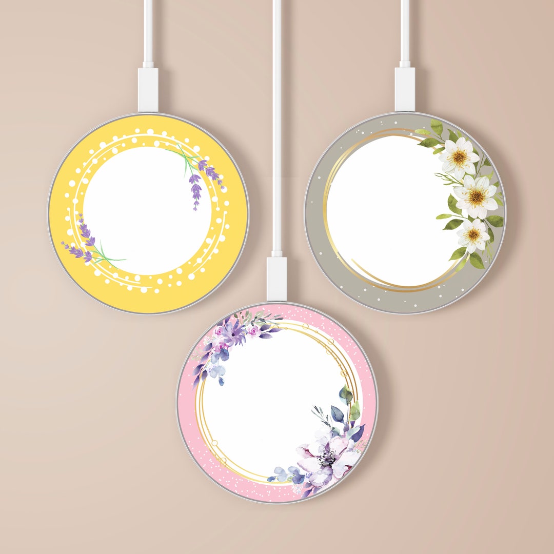 Floral, Slim Wireless Charger, Aesthetic Flower Charging Station Fits ...