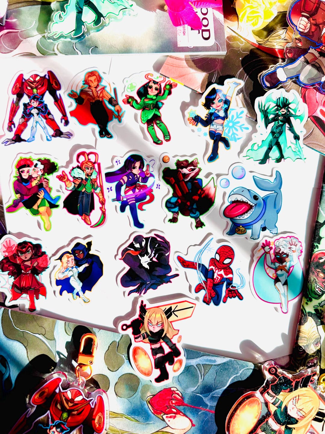 Comic Charms- Cute Chibi Comic Charms and Stickers Spider, Hela, Shark ...