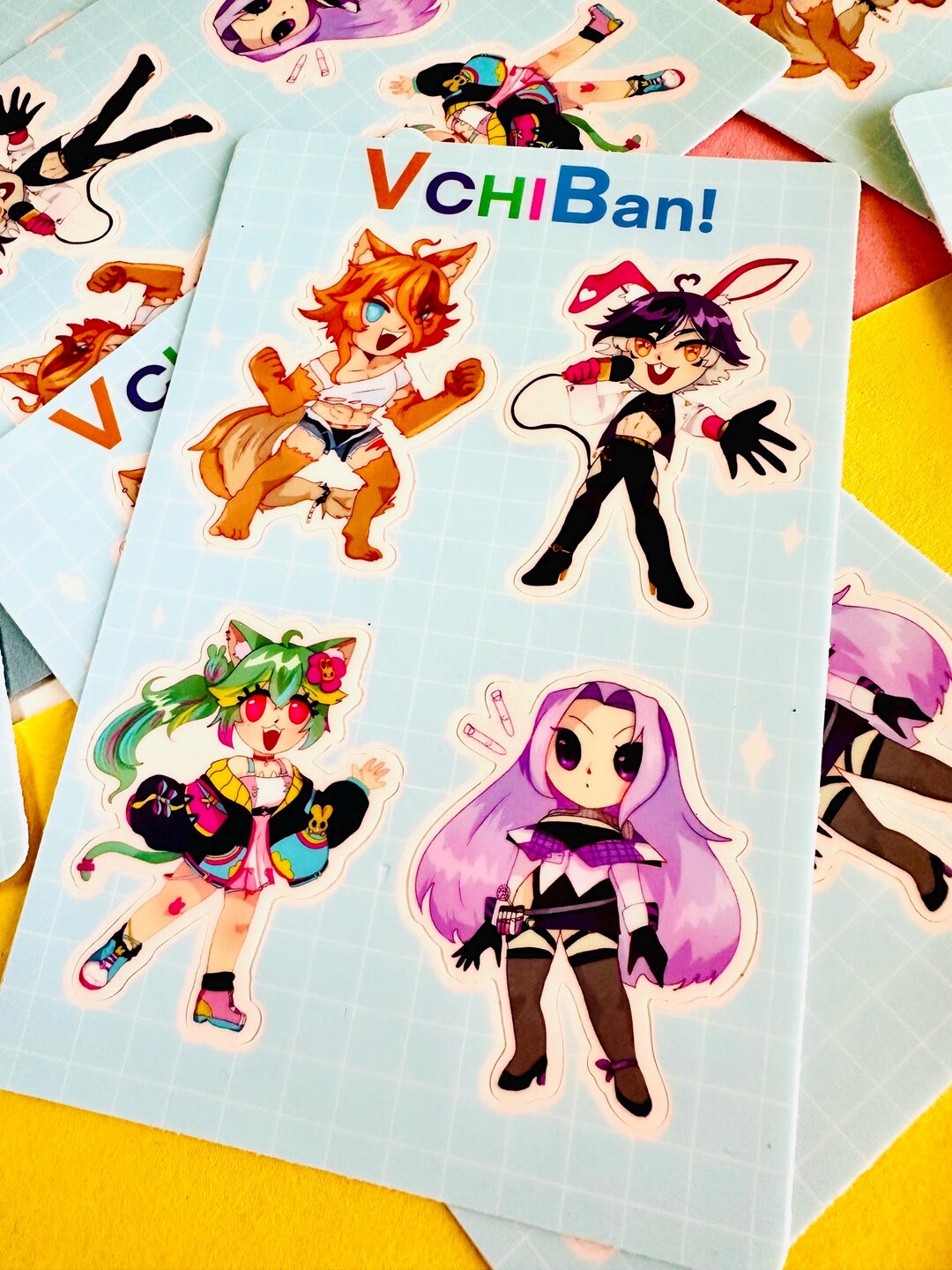 Vtuber- Bunny, Warepup, Cat and Scientist - Sticker Sheet- Cute Chibi ...