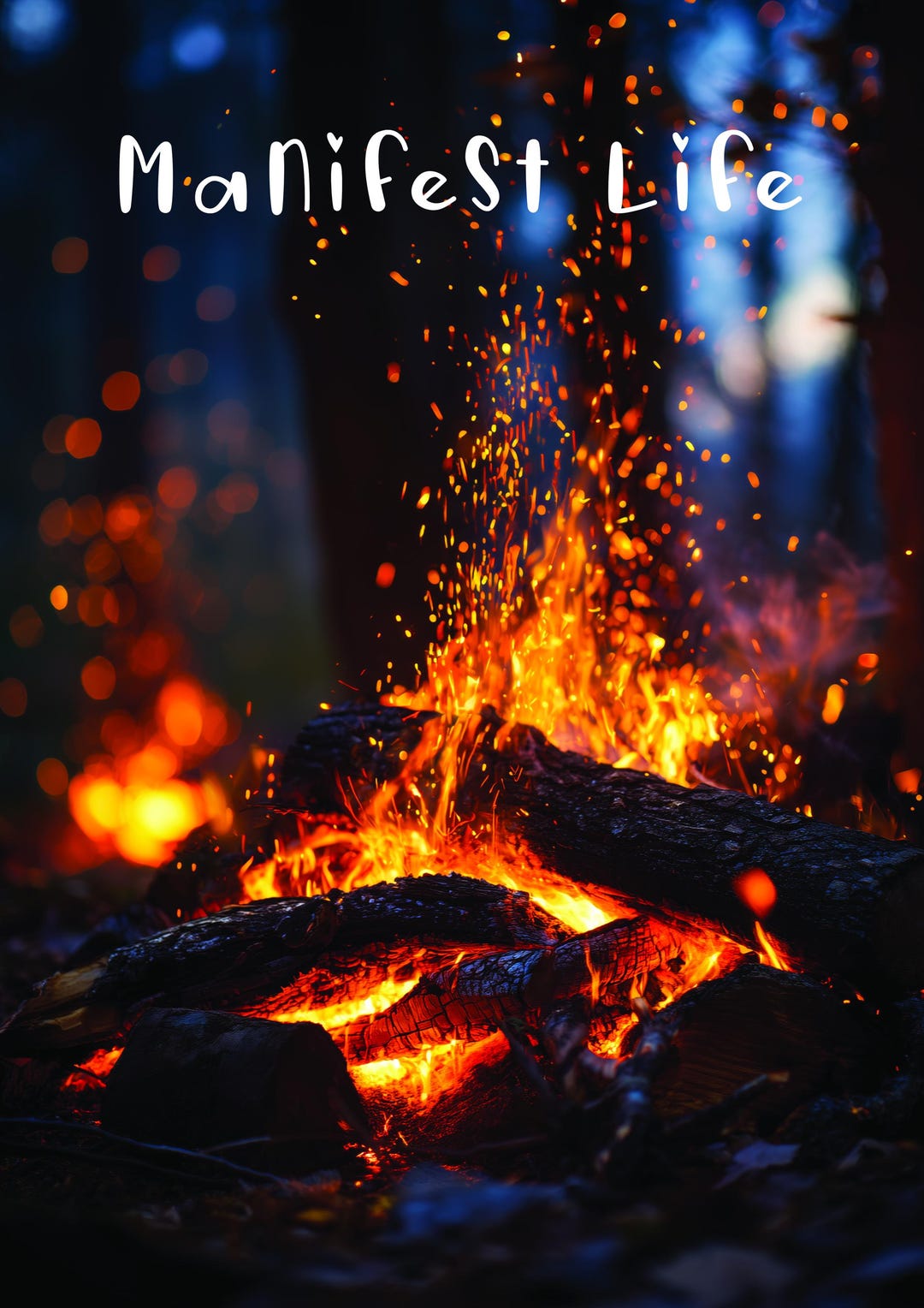 Manifest Life Bonfire Print | Inspirational Woodland Wall Art - Etsy