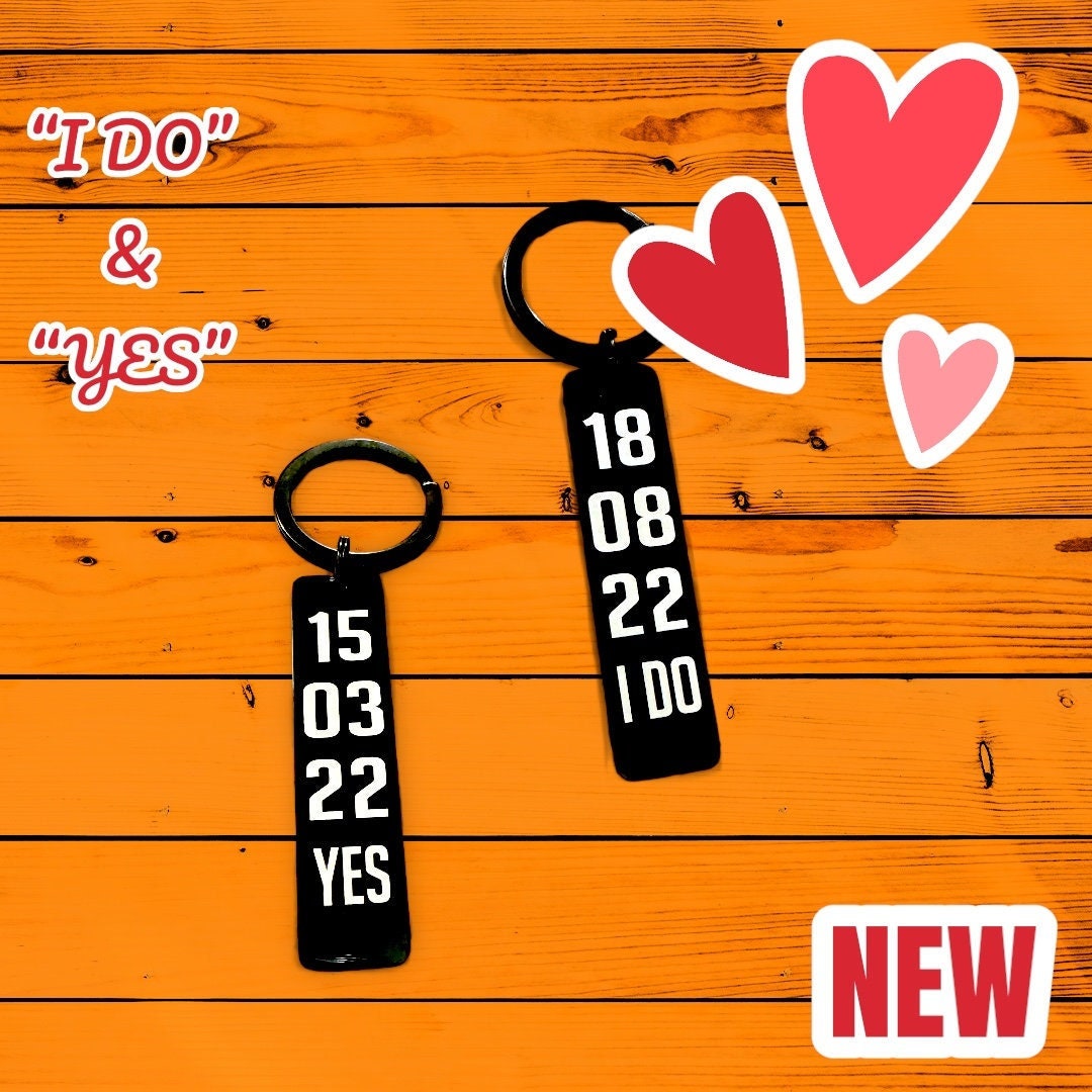 Personalized Stainless Steel "i Do" & "yes" Date Keychain - Etsy