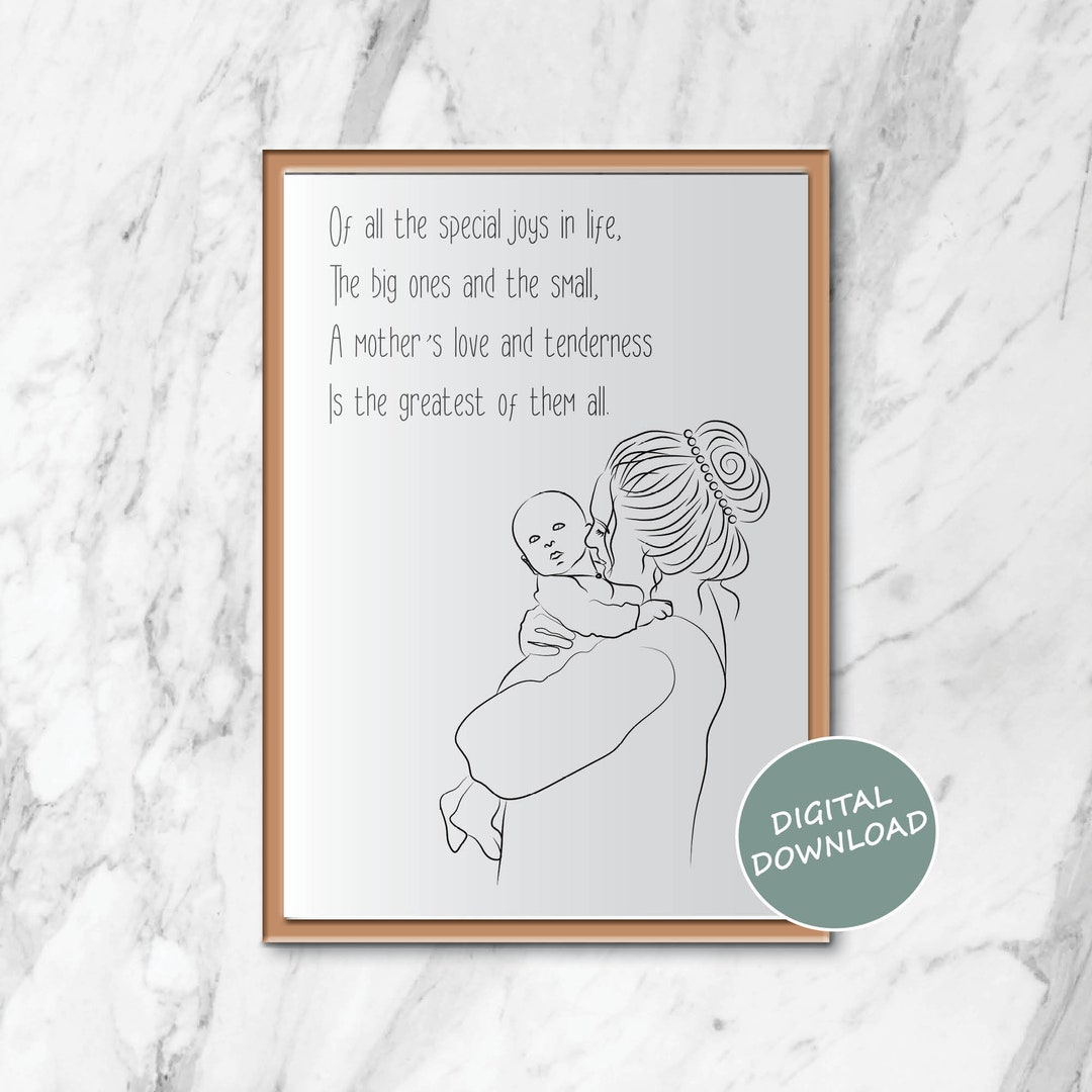 Cadeau de fête des mères Art mural imprimable Art au trait Citation ...