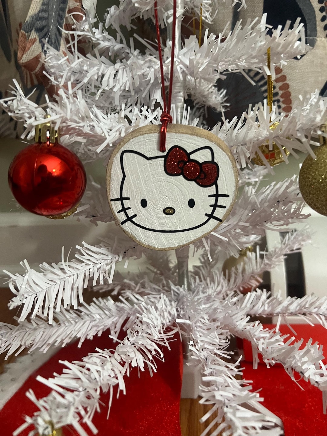 Handmade Hello Kitty Wood Ornament, Christmas Tree Decor - Etsy