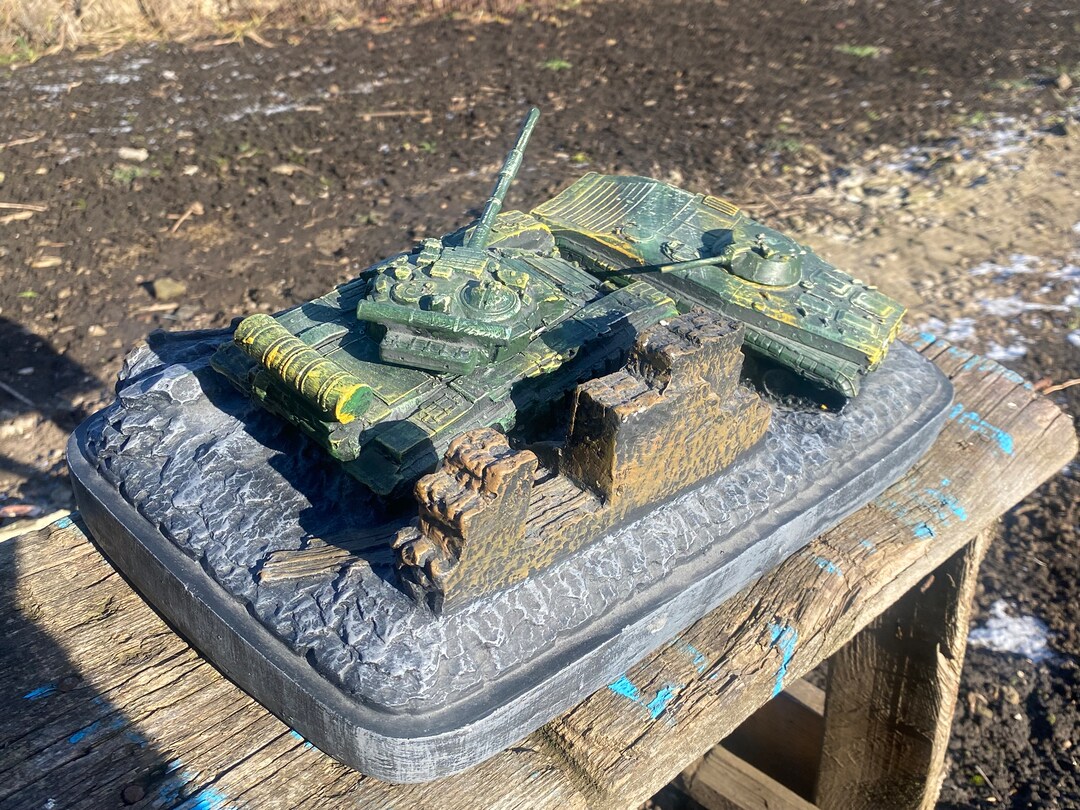 Soviet Armor Might: 1/35 Scale Gypsum Diorama of a Battle Featuring T ...