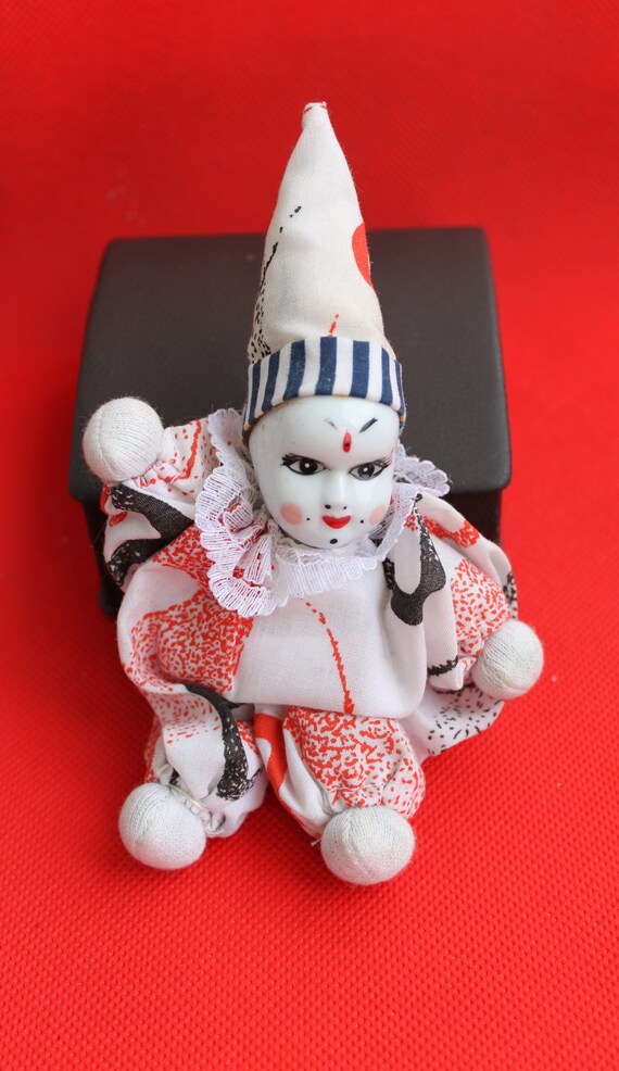 Vintage miniature clown doll with soft body and porcelain baby | Etsy