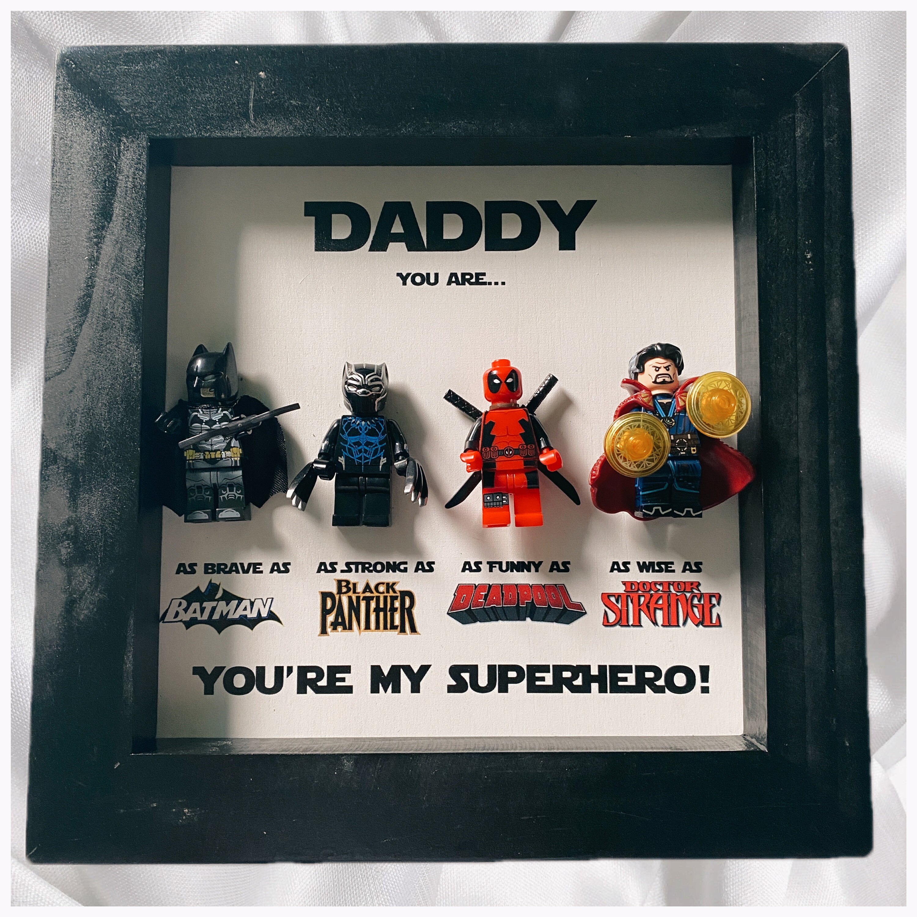 Gift for Dad: Set of 4 Superhero Figures Personalised Framed - Etsy